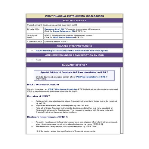 Ifrs 7 financial instruments | DOC | Hedge Funds | Personal Investing