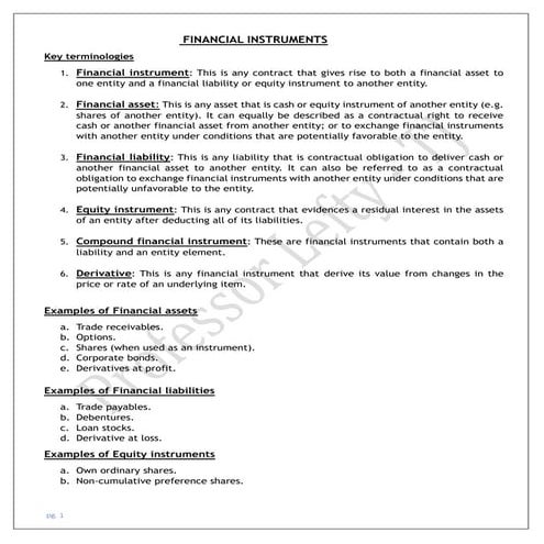 IAS 32: Presentation of Financial Instruments | PDF