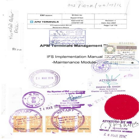 IFS ERP, Maintenance module, Implemention manual - Rajesh R.Nair | PDF