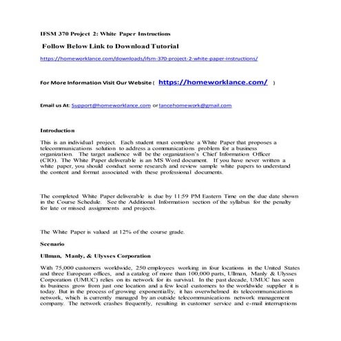 Ifsm 370 project 2 white paper instructions | DOCX
