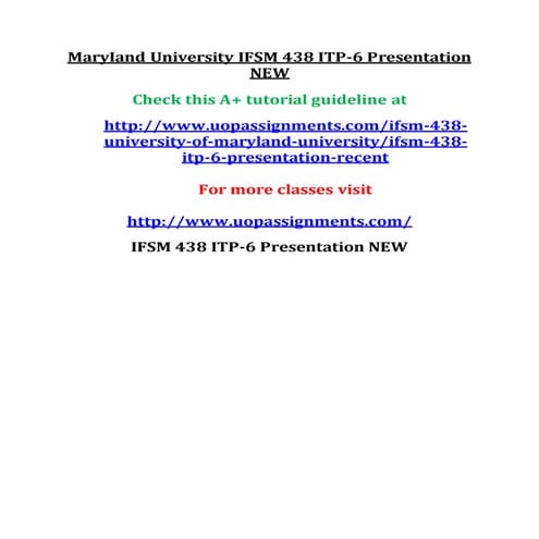 IFSM 438 Entire Course NEW | DOCX