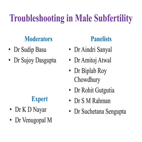 Troubleshooting in Male Subfertility | PPTX