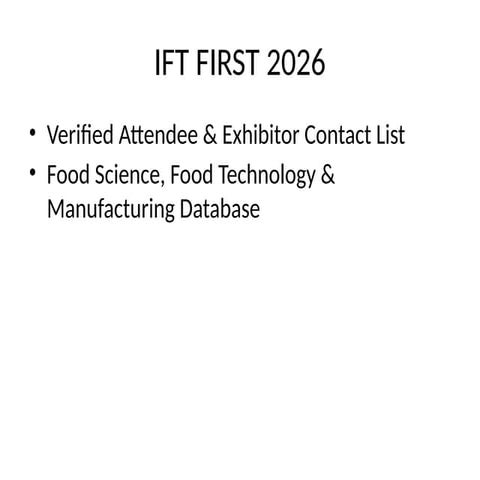 IFT FIRST 2026 Verified Attendee & Exhibitor Contact List for Food ...