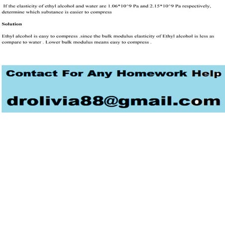 If the elasticity of ethyl alcohol and water are 1.0610^9 Pa and 2.1.pdf