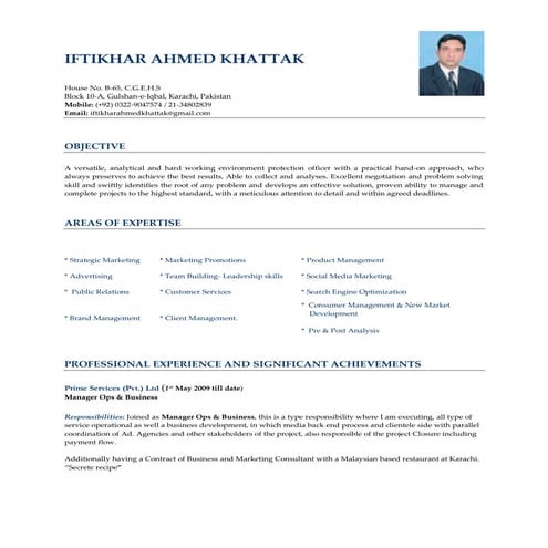 Iftikhar Ahmad Khattak 2011 Cv | PDF