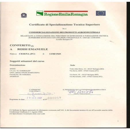 IFTS certificato | PDF