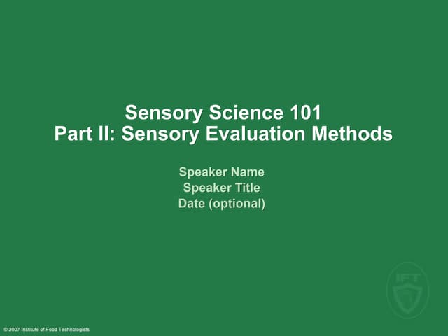 Descriptive analysis for sensory evaluation | PPTX