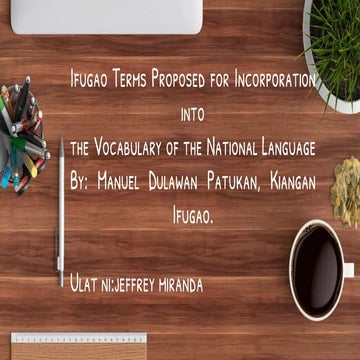 ifugao terms proposed for incorporation into the vocabulary of the ...