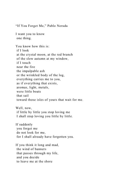 If You Forget Me,” Pablo NerudaI want you to knowone thing..docx ...