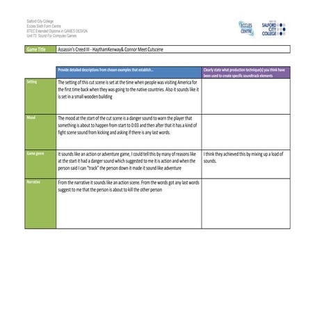 Ig1 task 2 analysis work sheet AC III | PPT