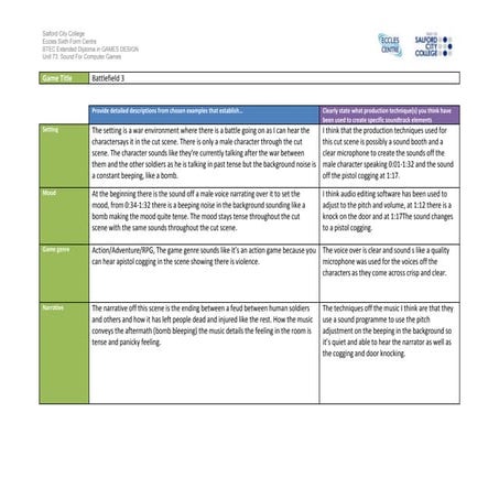 Ig1 task 2 analysis work sheet 4 | PPT