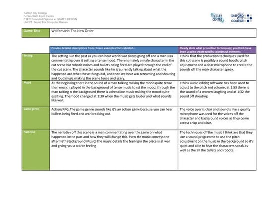 Ig1 task 2 analysis work sheet 3 | PPT