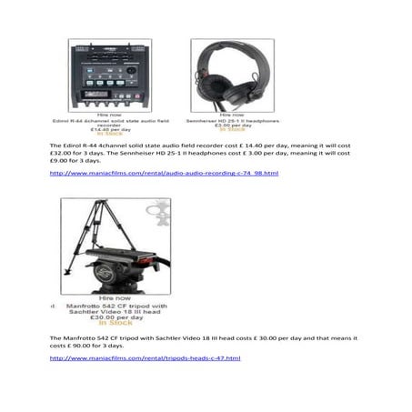 Camera equipment presentation | DOCX