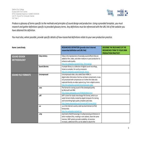 Ig2 task 1 work sheet lewis brady | PPT
