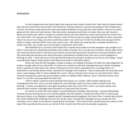 Short film evaluation.. | DOCX