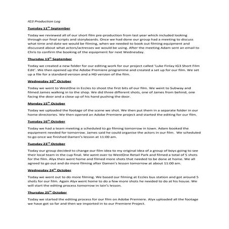 Production diary template | DOC