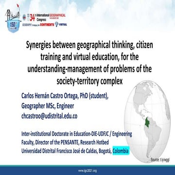 Synergies between geographical thinking, citizen training and virtual ...