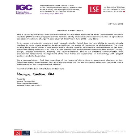 Igc reference letter | PDF
