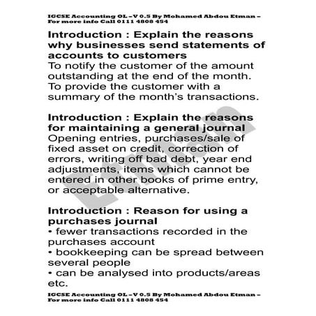 Format of all accounts for O Levels | PDF