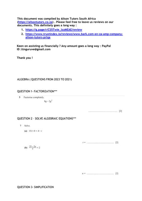 GRADE 9 ALGEBRAIC EXPRESSIONS PRACTICE QUESTIONS.pdf