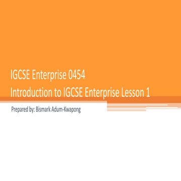 Igcse enterprise cambridge international examination | PPTX | Business ...