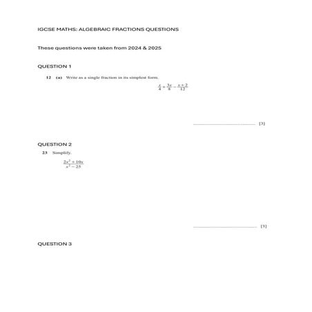IGCSE MATHS ALGEBRAIC FRACTIONS QUESTIONS.pdf