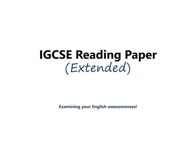 Welcome to igcse english | PPTX
