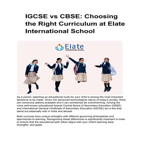 IGCSE vs CBSE_ Choosing the Right Curriculum at Elate International ...