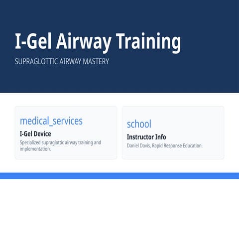 Comprehensive I-Gel Supraglottic Airway Mastery Training Program | PPTX