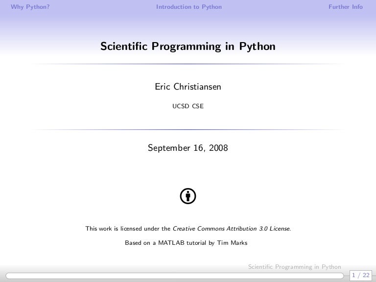 Scientific Programming In Python