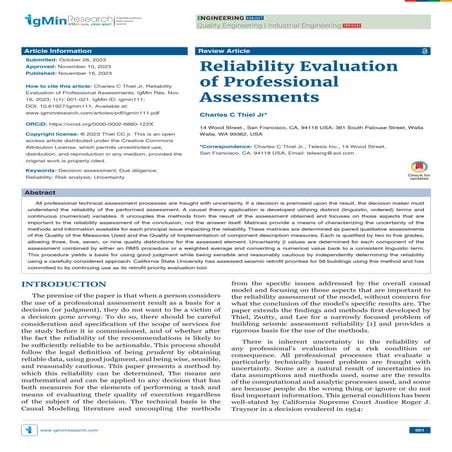 Reliability Evaluation of Professional Assessments | PDF