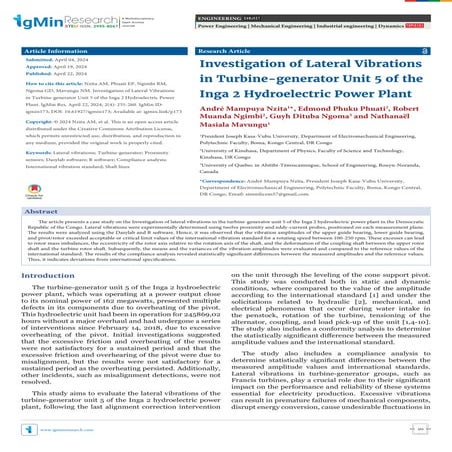 "Optimizing Turbine Dynamics: Case Study from Inga 2 Power Plant" | PDF