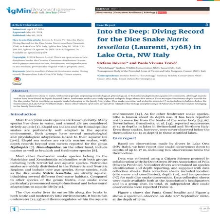 "New Depth Records for Freshwater Snakes: Insights from Lake Orta" | PDF