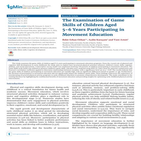 From Movement to Mastery: Game Skills in 5-6-Year-Olds | PDF