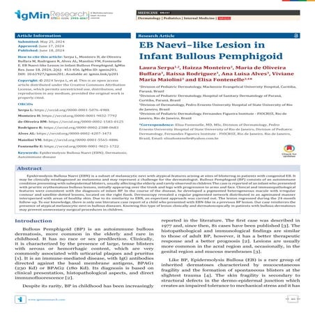 Clinical and Dermatoscopic Features of EB Naevi in Infant B | PDF