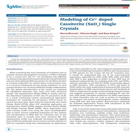 Unveiling Zero Field Splitting In Cr3 Doped Cassiterite Pdf
