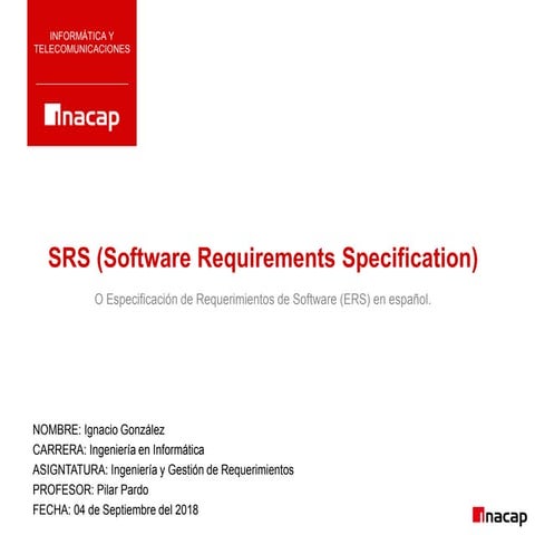 ERS (Especificación de Requerimientos de Software) | PPTX