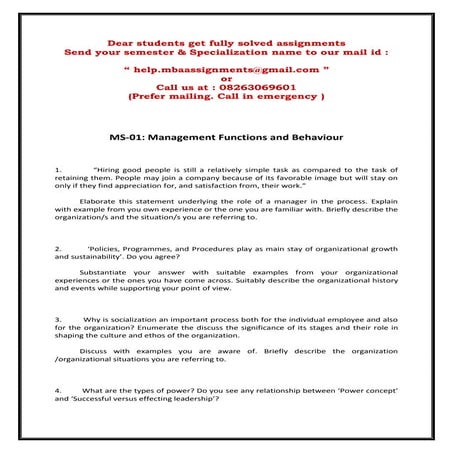 Ignou mba solved assignments | PDF