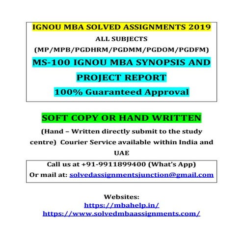Ignou mba solved assignments 2019 | DOCX