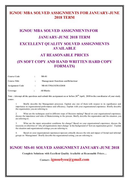 Ignou bba retail latest solved assignments | PDF