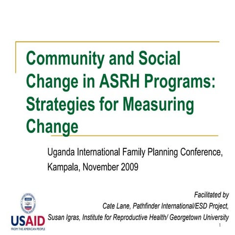 Community and Social Change in ASRH Programs Strategies For Measuring ...