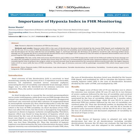 Importance of Hypoxia Index in FHR Monitoring_ Crimson Publishers | PDF