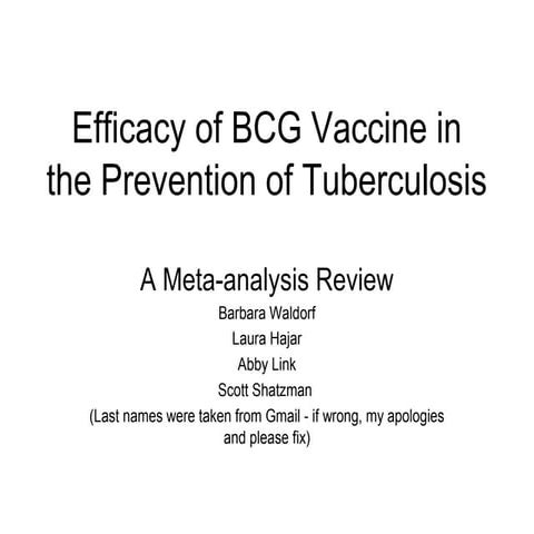 BCG effectiveness in preventing TB | PPT