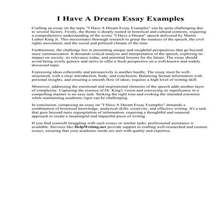 I Have A Dream Essay Examples | PDF
