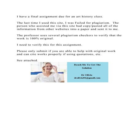 I have a final assignment due for an art history class.The last .docx