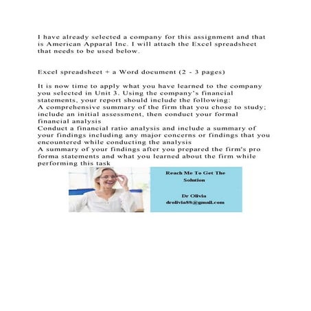 I have already selected a company for this assignment and that is Am.docx