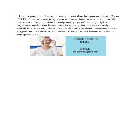 I have a portion of a team assignment due by tomorrow at 12 pm (CST) | DOCX