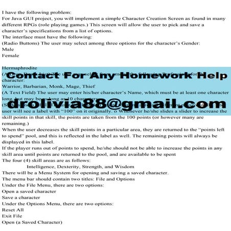 I Have The Following Problemfor Java Gui Project You Will Implempdf