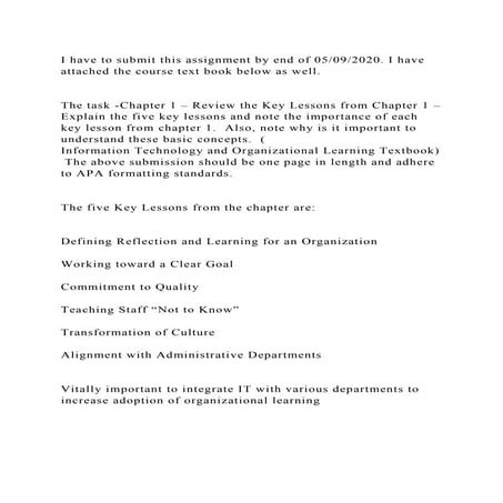 I have to submit this assignment by end of 05092020. I have attach.docx