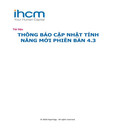 iHCM THÔNG BÁO CẬP NHẬT TÍNH NĂNG MỚI NGÀY 08/09/2018 (BẢN 4.3) | PDF